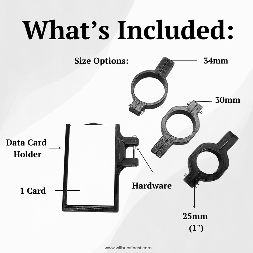 Rifle Mounted Data Elevation and Windage Dope Card Holder